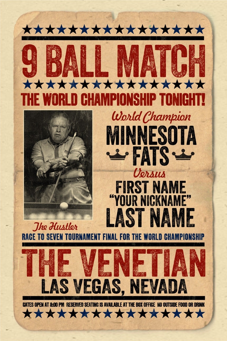 Personalized Billiards / Pool Champion Paper Poster - Etsy