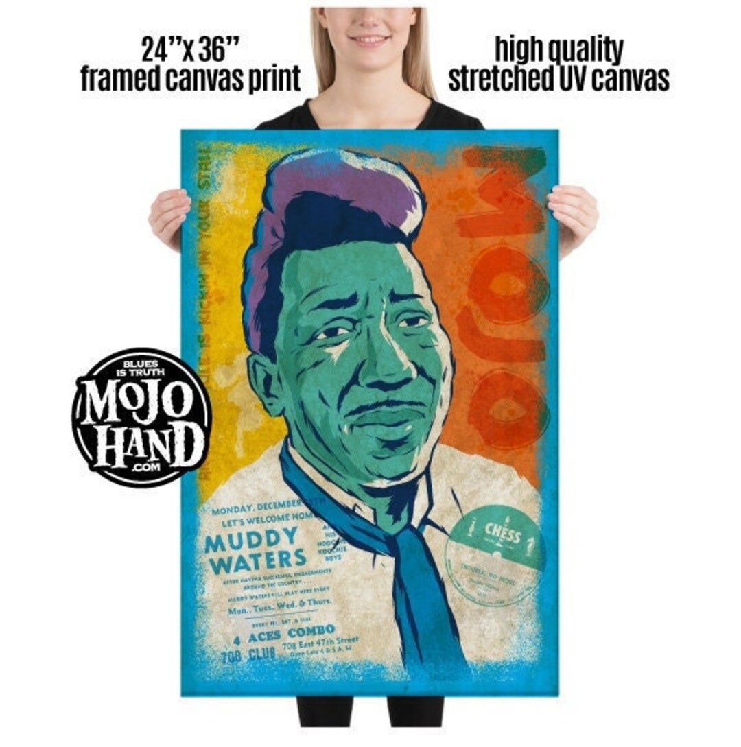 Muddy Waters – Large MOJO Blues Folk Art Wrapped Canvas Print 24"x36 ...