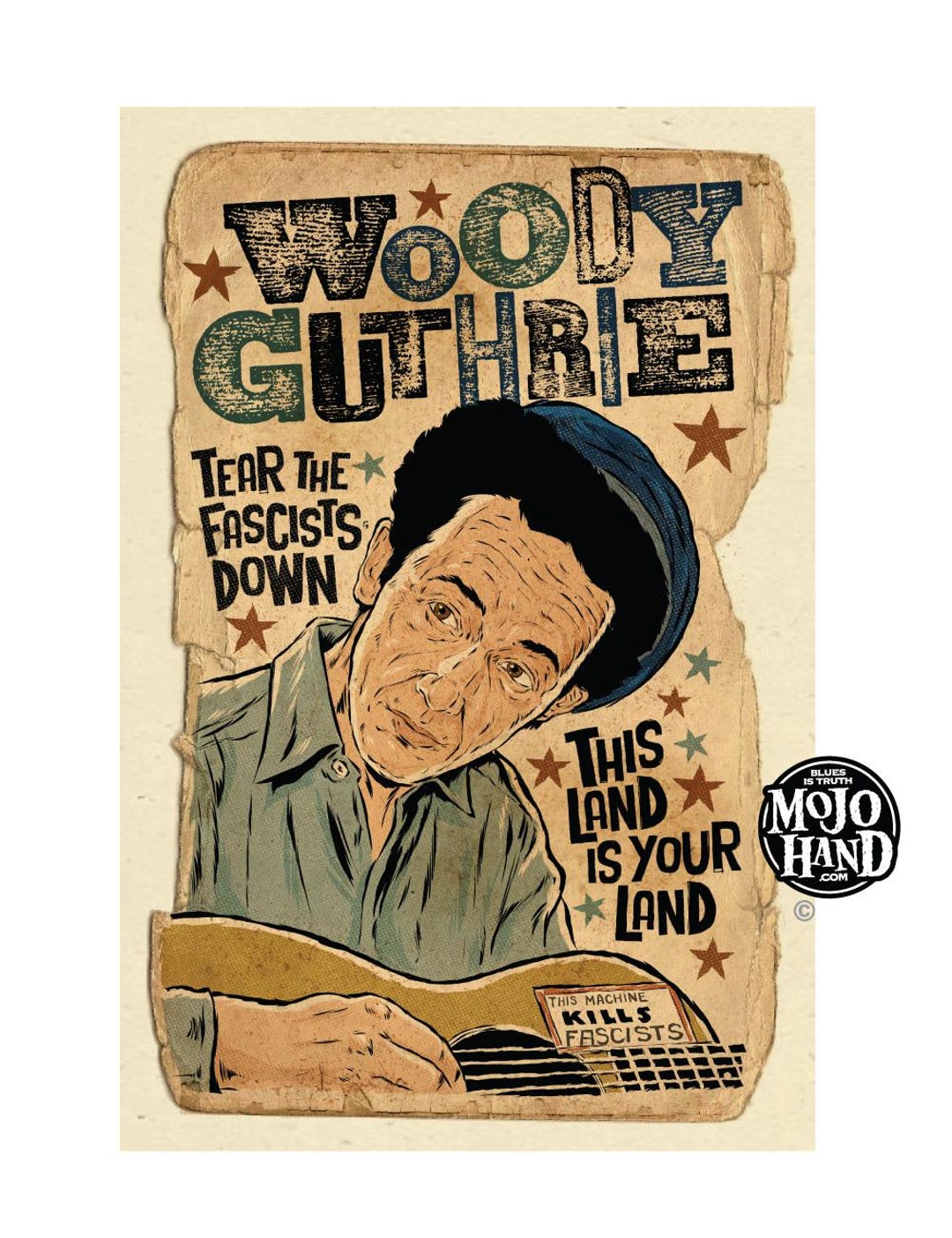 Woody Guthrie Tribute Art Print - 12x18 - Signed by the Poster Artist ...