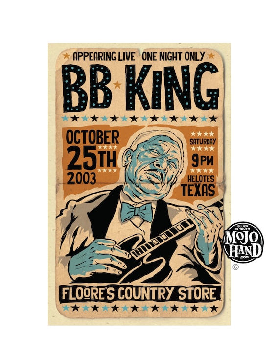 BB King Blues Folk Art Concert Poster 12x18 | Etsy
