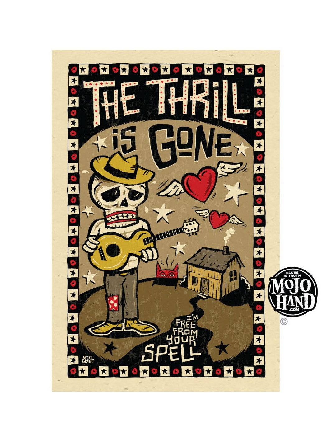 Thrill is Gone Blues Folk Art Tribute Poster - 12"x18" Signed by the ...