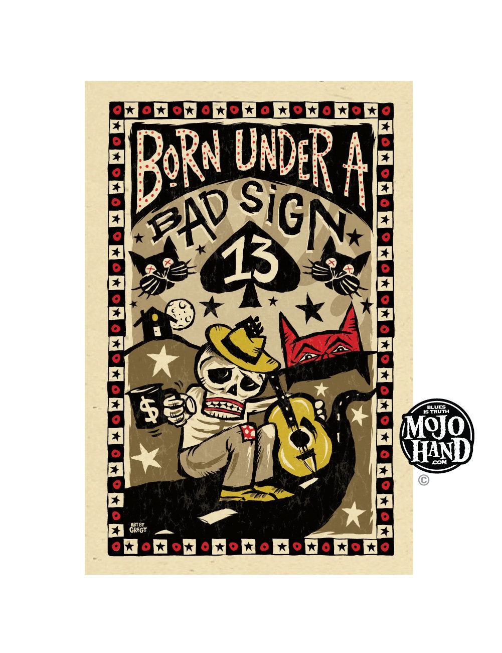 Born Under a Bad Sign Blues Folk Art Tribute Poster - 12"x18" Signed by ...
