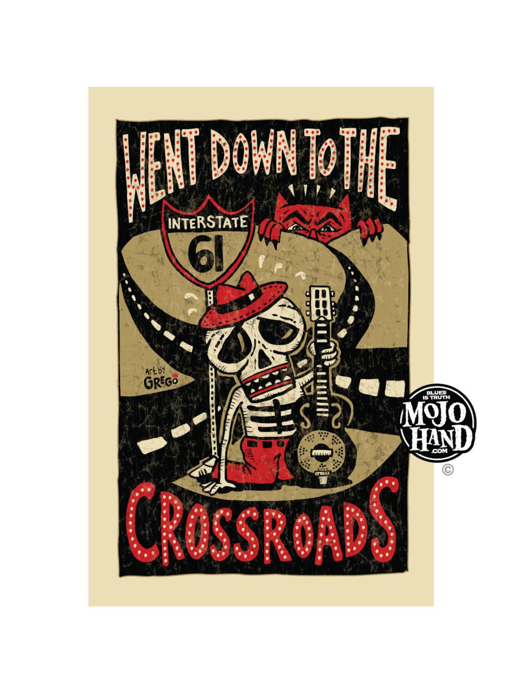 Crossroads Blues Folk Art Tribute Poster - 12"x18" Signed by the Artist ...