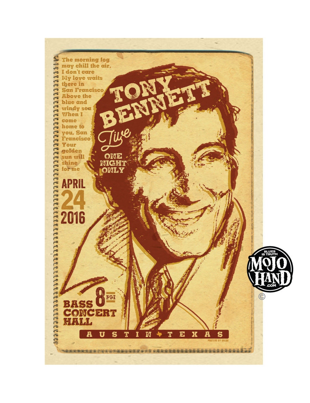 TONY BENNETT Concert Poster 2016 12x18 Signed - Etsy