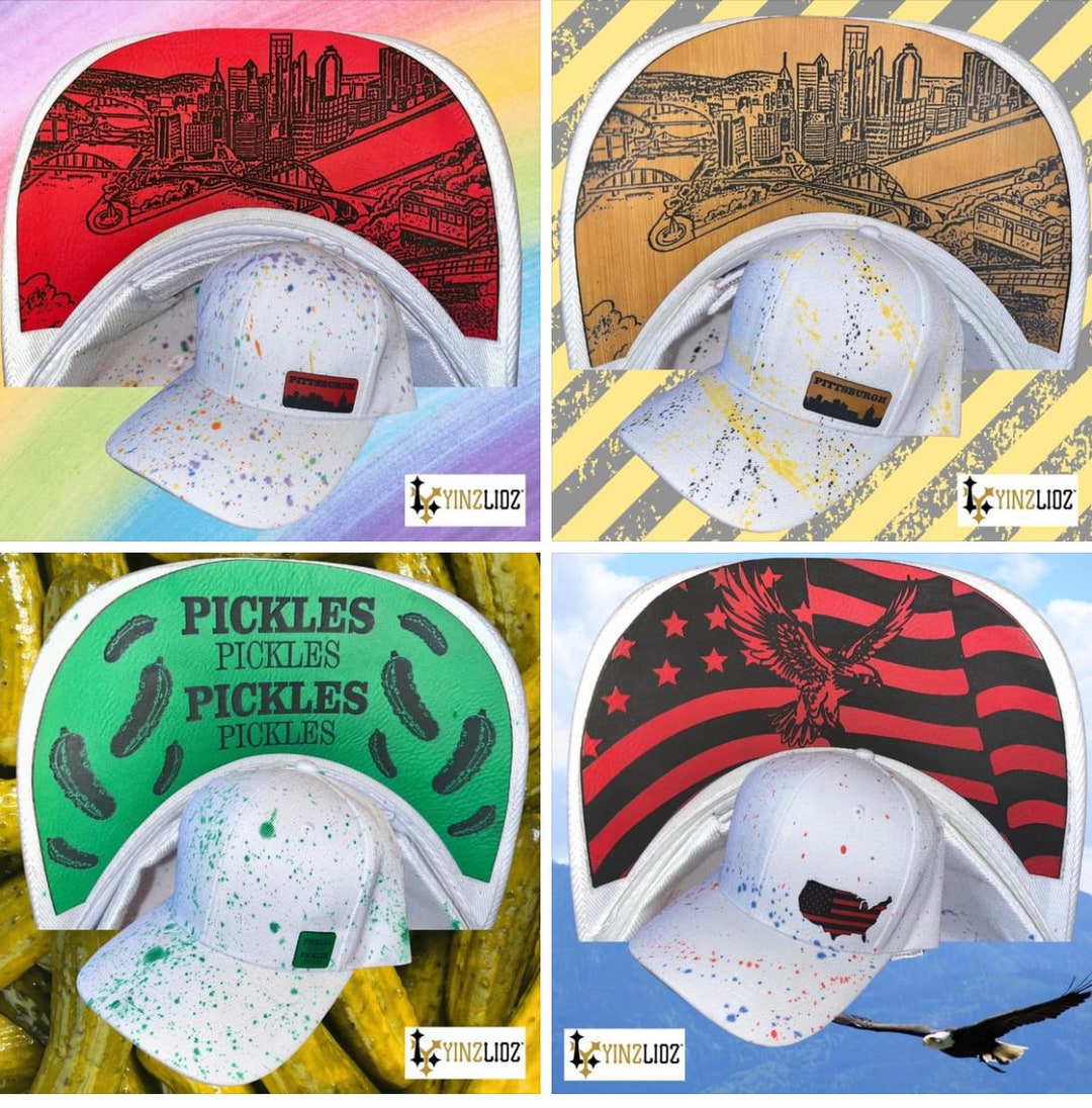 All White Pittsburgh Paint Splatter Hat Yinzlidz Handmade Vegan Leather ...
