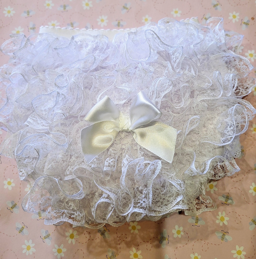 Preemie White Lace Ruffled Diaper Cover. - Etsy