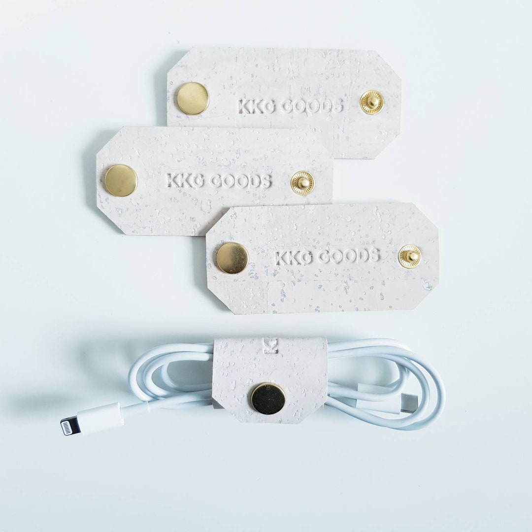 Pack of 3 Cork Leather Earphone Cable Wrap, Vegan Earphone Cable Tidy ...