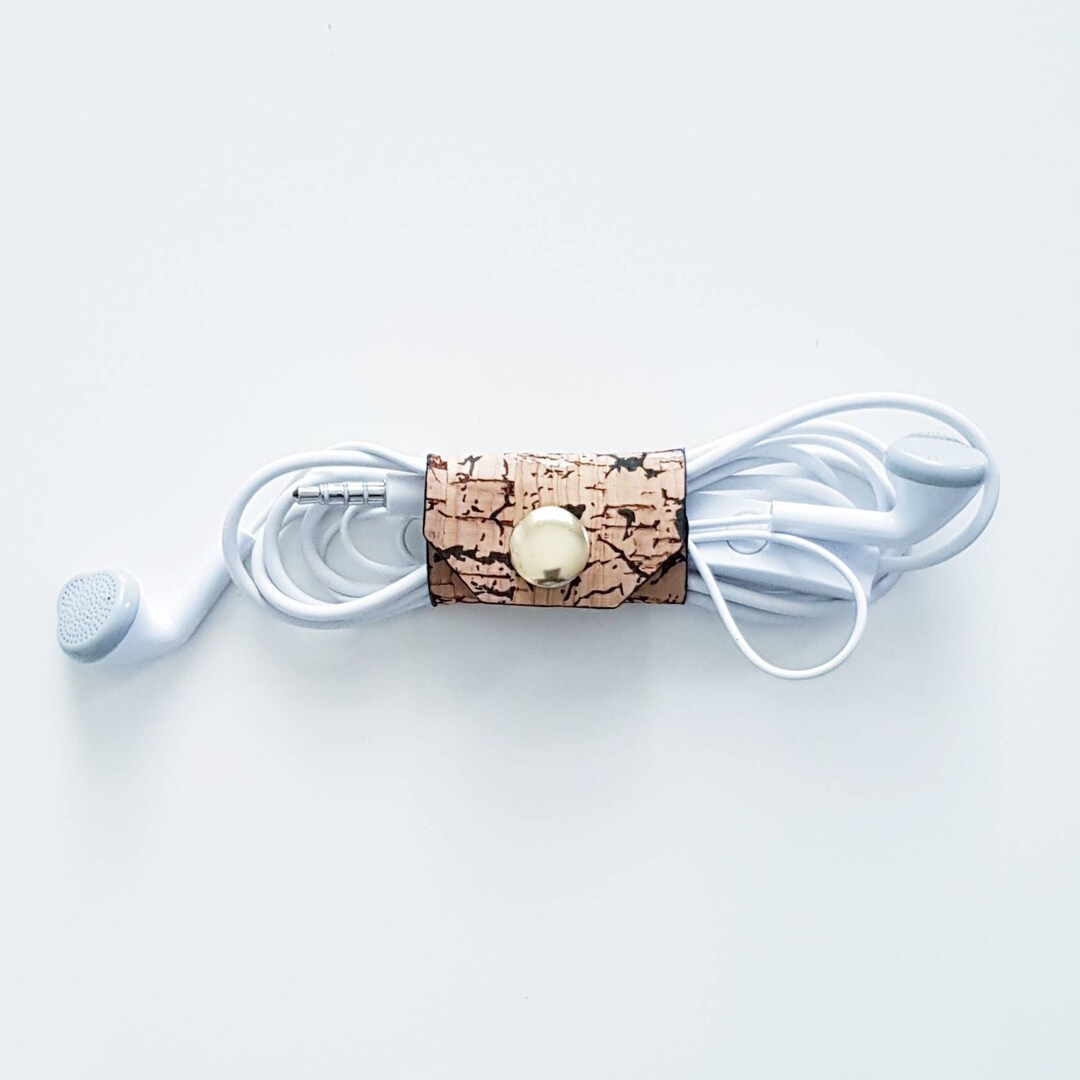 Cork Leather Earphone Cable Wrap, Vegan Earphone Cable Tidy, Cable Wrap ...