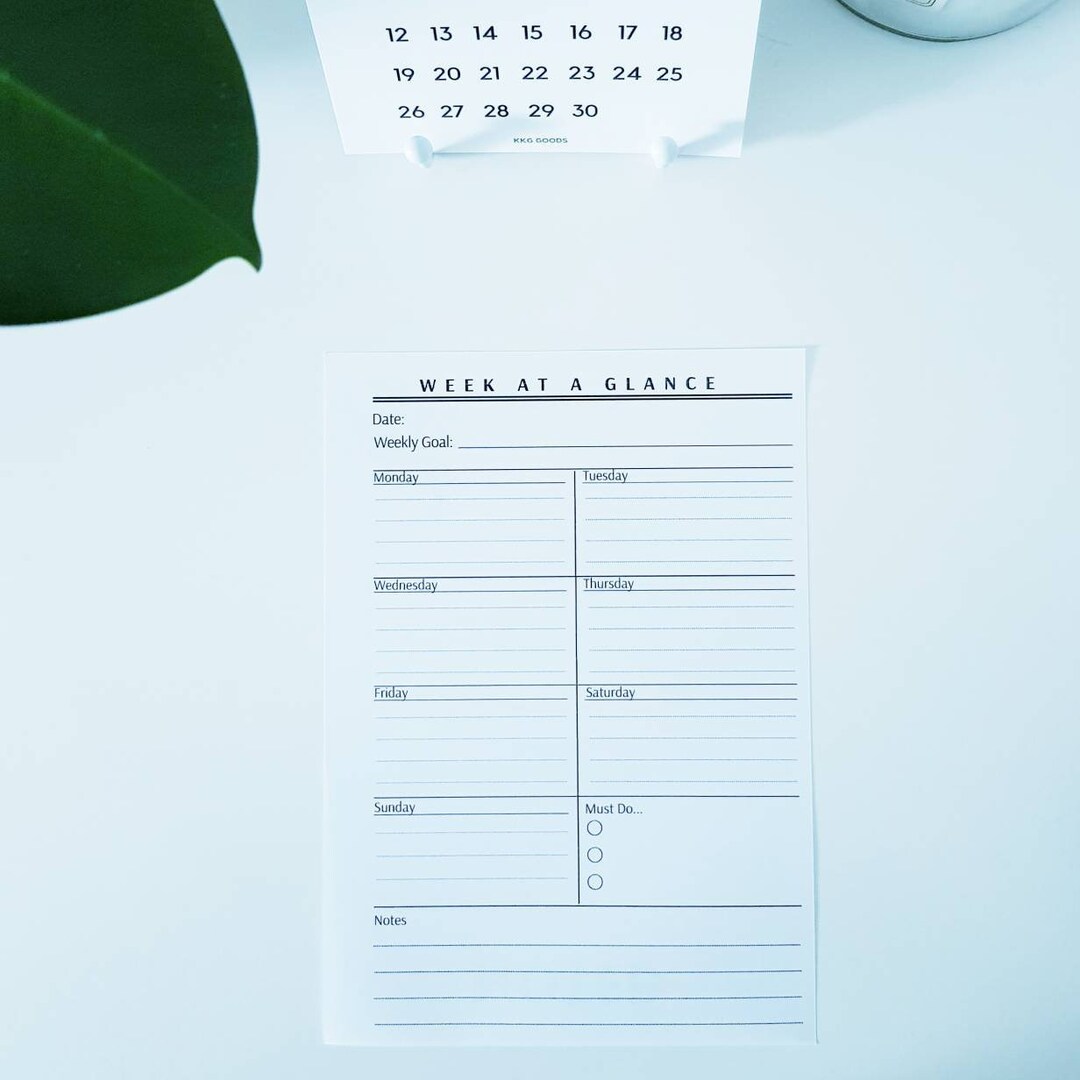 Week at a Glance Printable, Planner Sheet Printable, Printable Planner ...