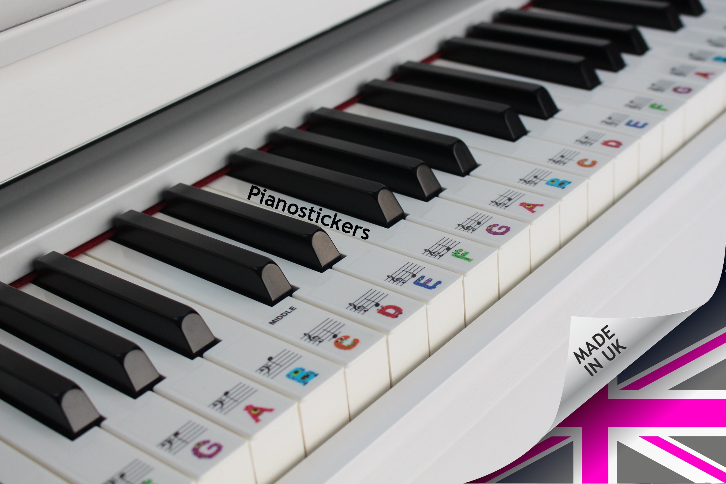 Piano Stickers 88 Key Set for the White Keys Only, Kids Monster, Clear ...