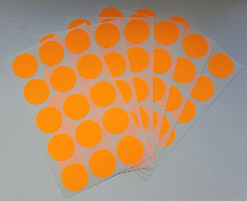 90 Circle Orange Dot Stickers Round Colour Sticky Dots 24mm (approx 1 ...