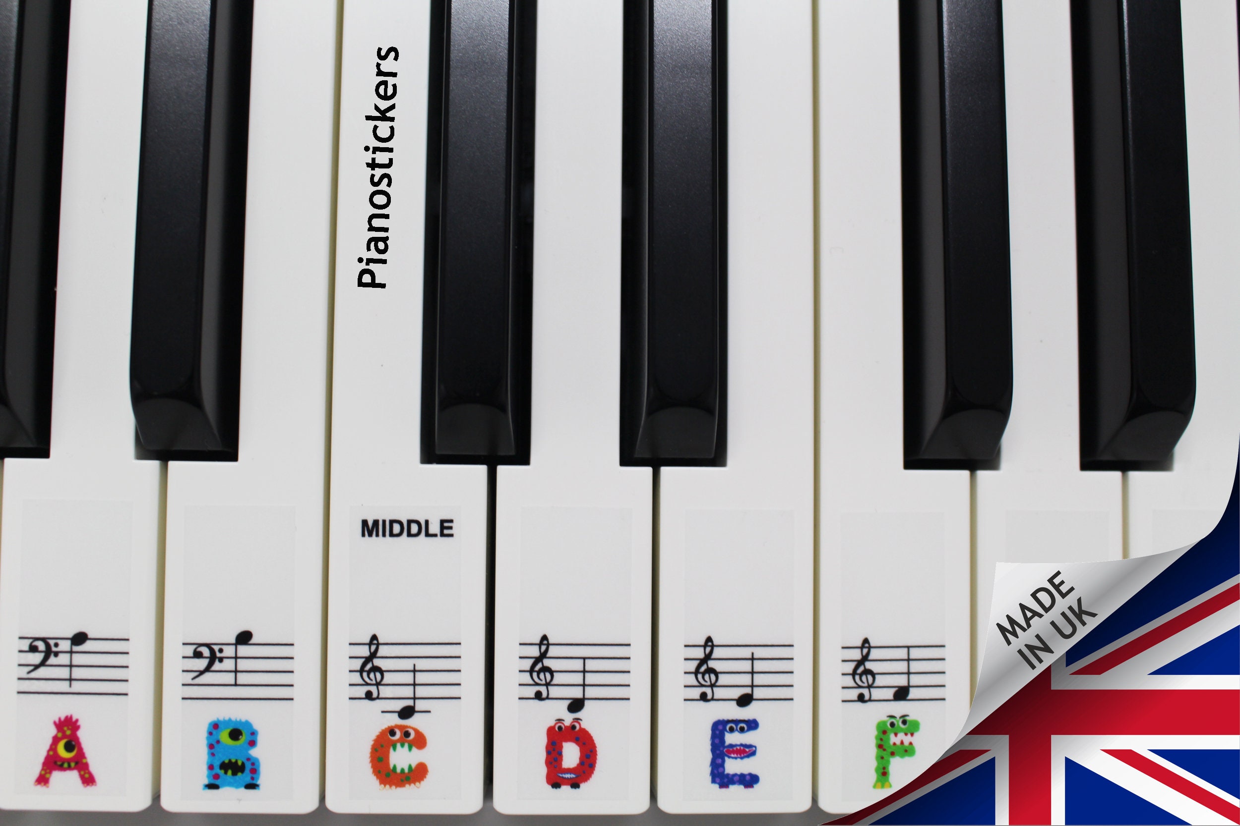 Piano Stickers 88 Key Set for the White Keys Only, Kids Monster, Clear ...