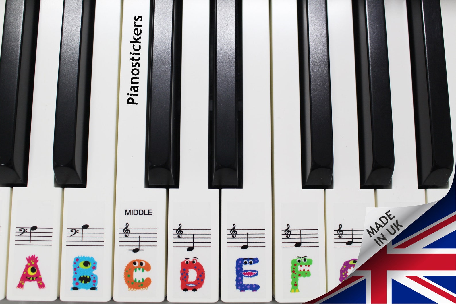 Piano Stickers for 61 Key Piano or Keyboard 36 White Key Kids Monster ...