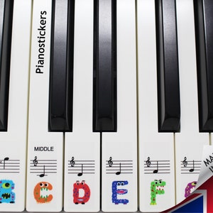 Piano Stickers for 61 Key Piano or Keyboard 36 White Key Kids Monster ...