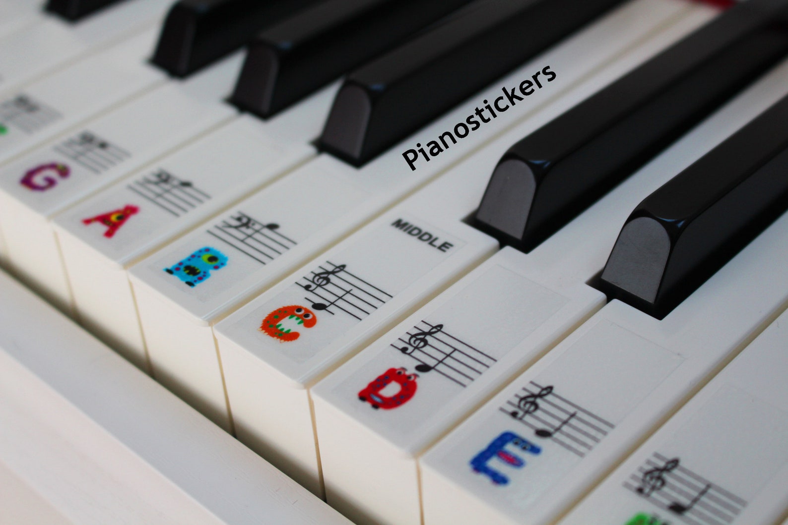 Piano Stickers for 61 Key Piano or Keyboard 36 White Key Kids Monster ...