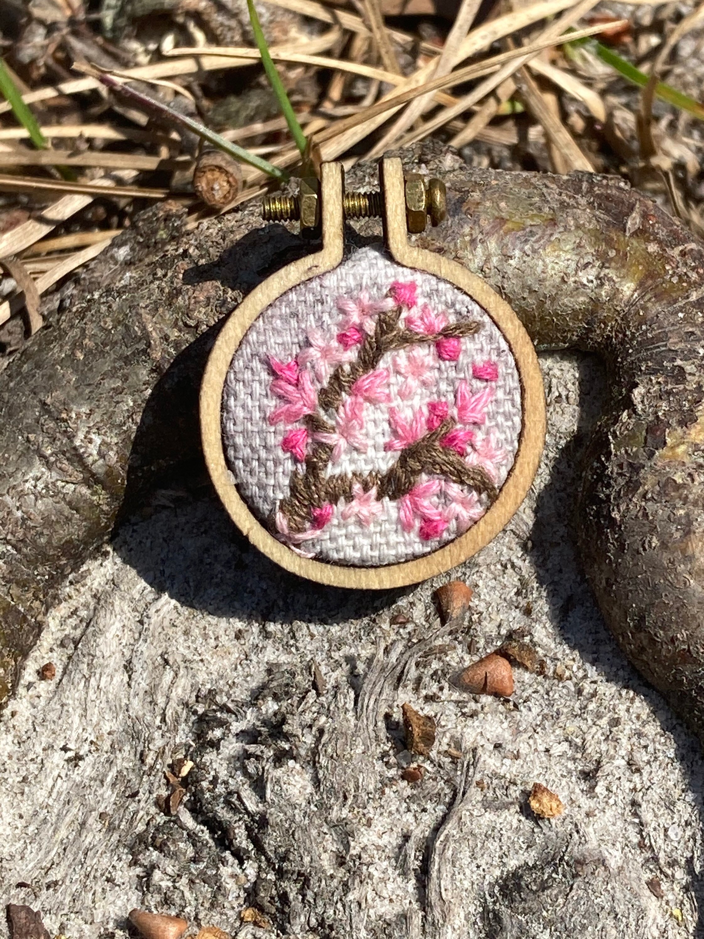 Hand Embroidered Cherry Blossom Tree Branches on Cotton - Etsy