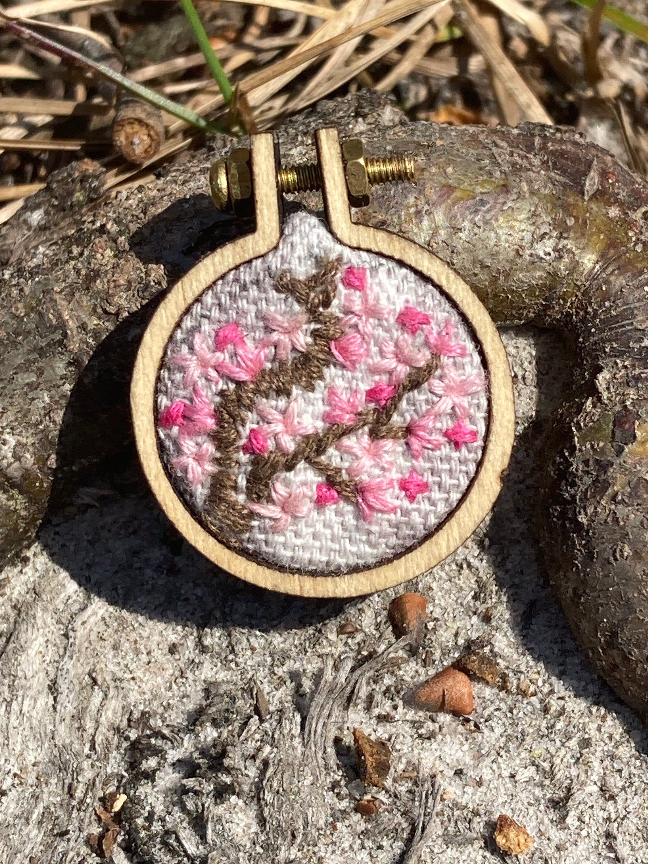 Hand Embroidered Cherry Blossom Tree Branches on Cotton - Etsy