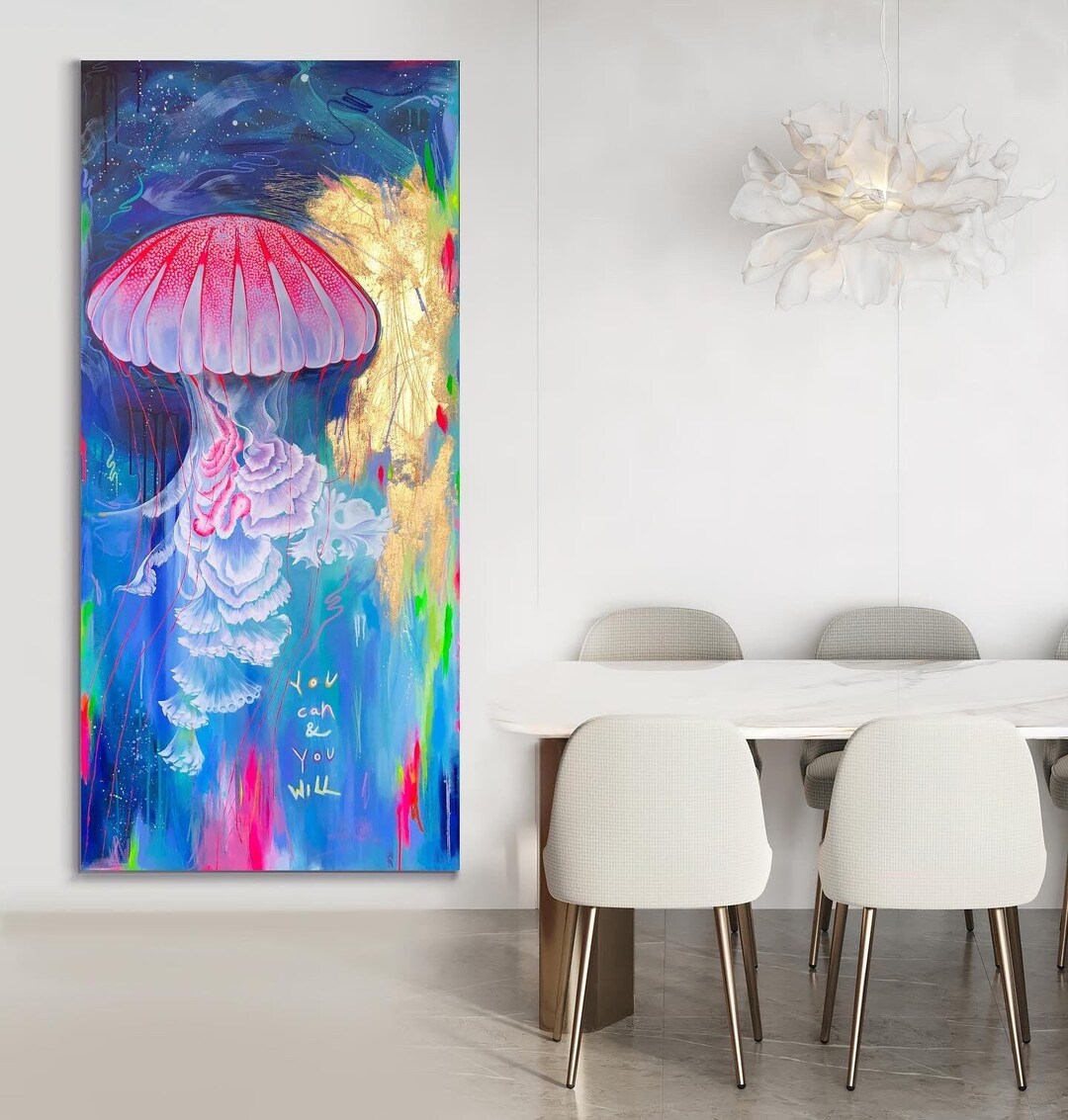 Abstract Jellyfish Painting, Sea Abstract Art, Blue Abstract Wall Art ...