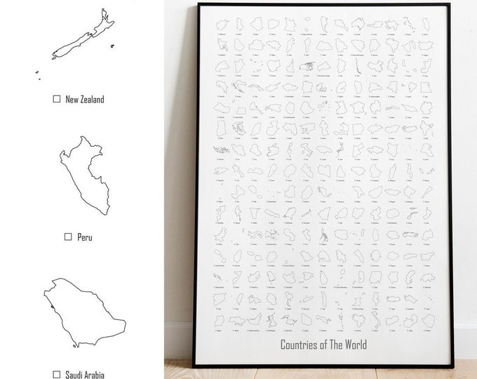 Countries of the World Tick-off Poster Alphabetical Order - Etsy