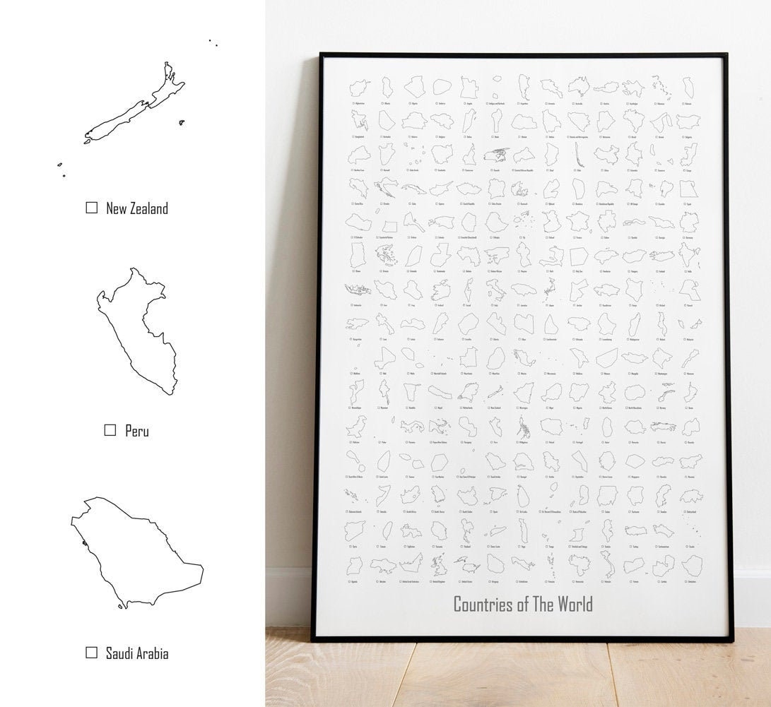 Countries of the World Tick-off Poster Alphabetical Order - Etsy UK