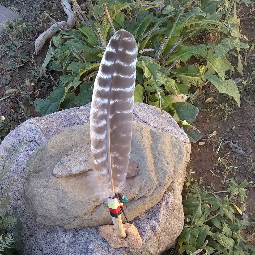 Smudging Feather-medicine Wheel-four Directions-leather - Etsy