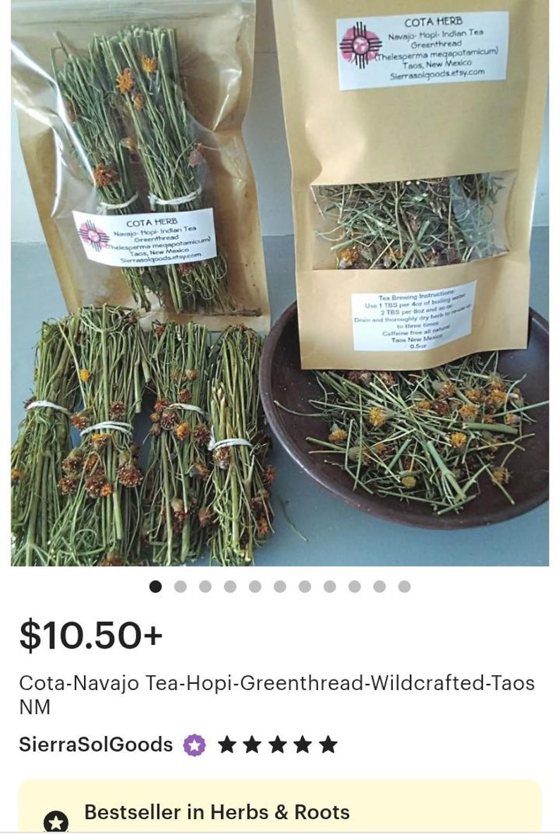 Cota-navajo Tea-hopi-greenthread-wildcrafted-taos NM - Etsy