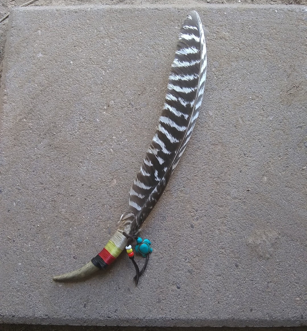 Smudging Feather-medicine Wheel-four Directions-leather - Etsy