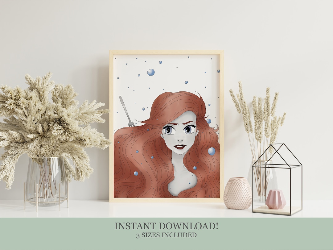 Little Mermaid Digital Art Print - Ariel, Instant Download - Etsy