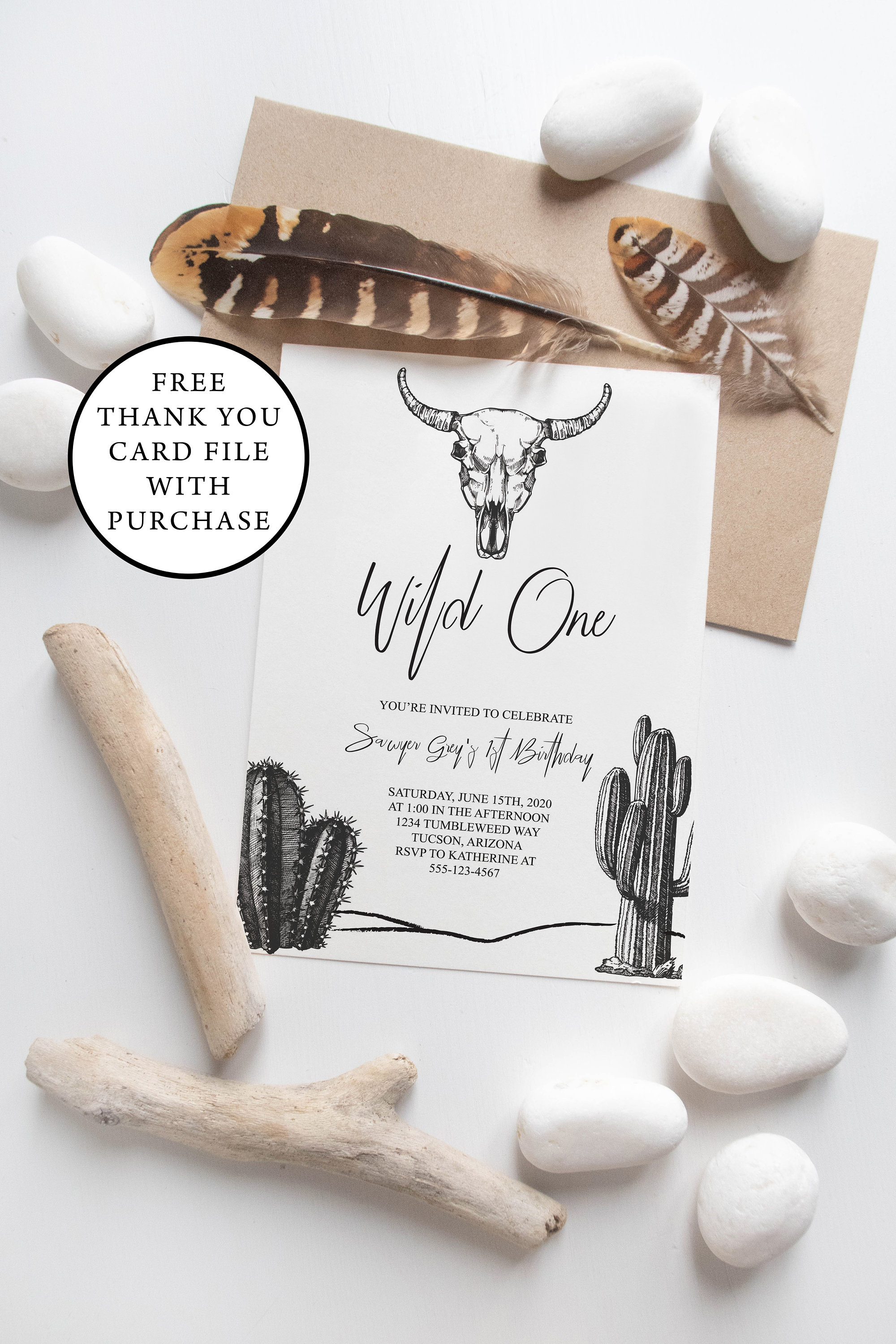 Wild One Western Steer Birthday Party Invitation | Etsy