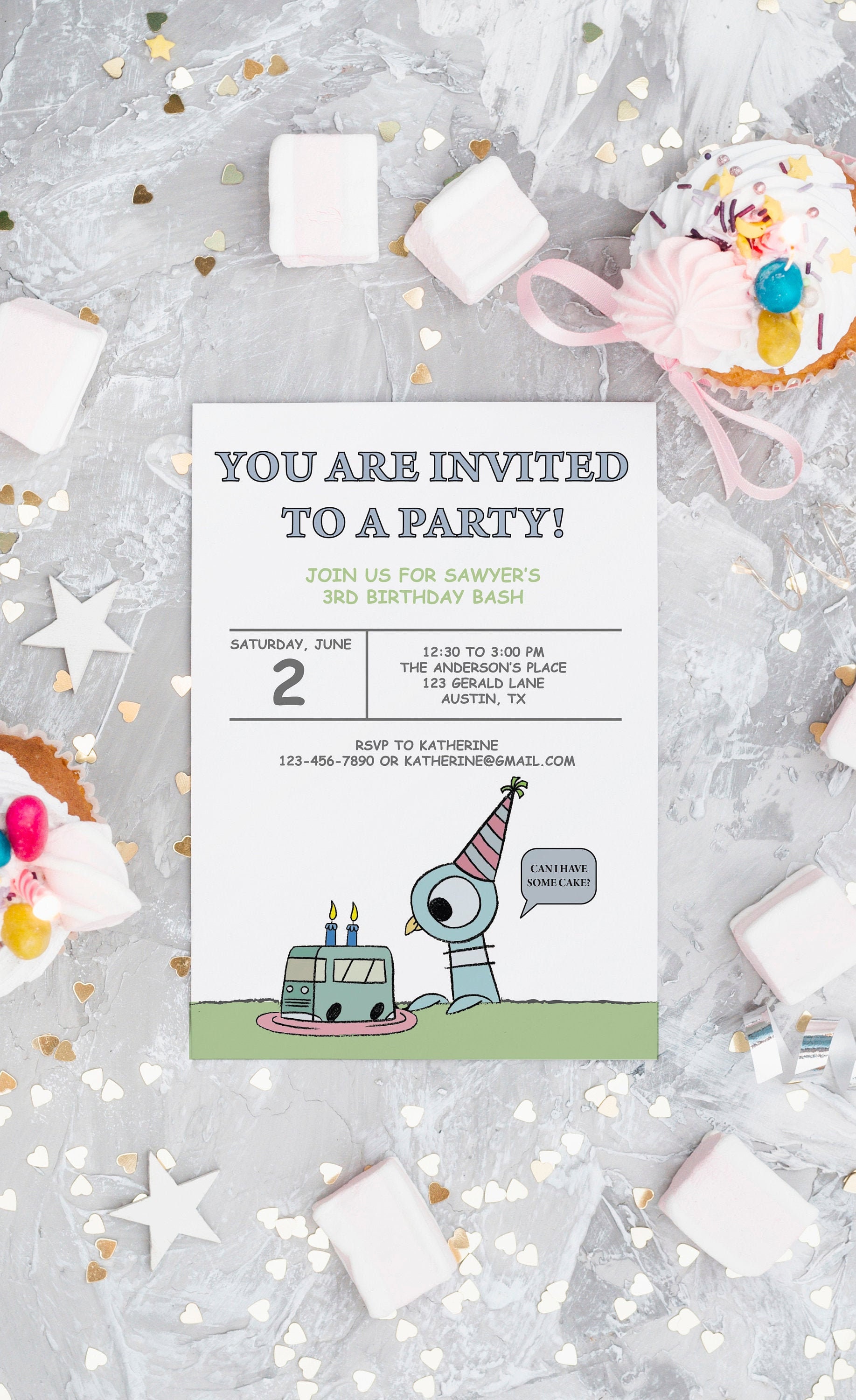DIY Template the Pigeon Birthday Party Invitation - Etsy
