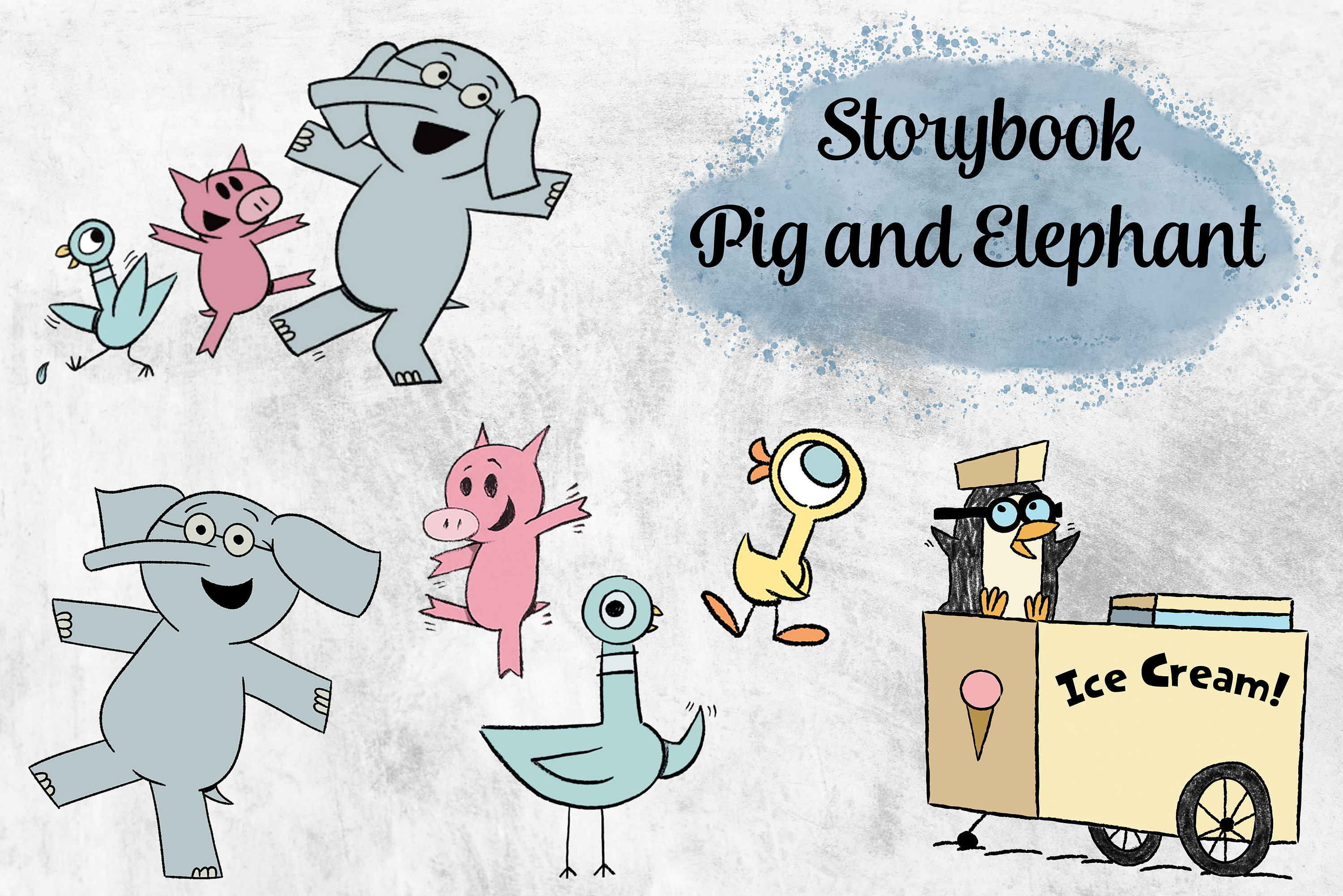Storybook Pig and Elephant Clipart PNG - Instant Download - Etsy
