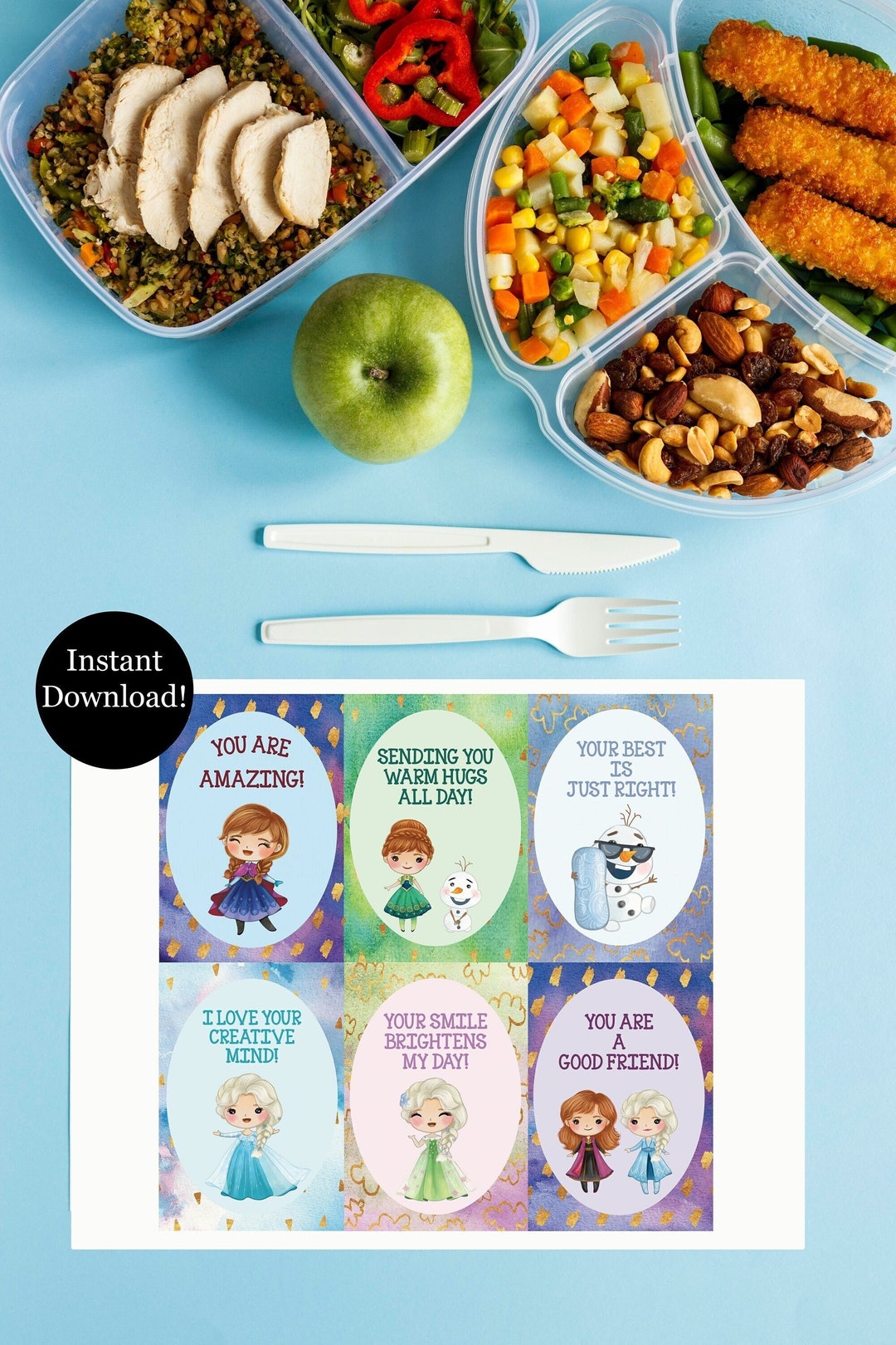 Frozen Theme Lunchbox Love Notes, Frozen Lunchbox Notes for Kids ...