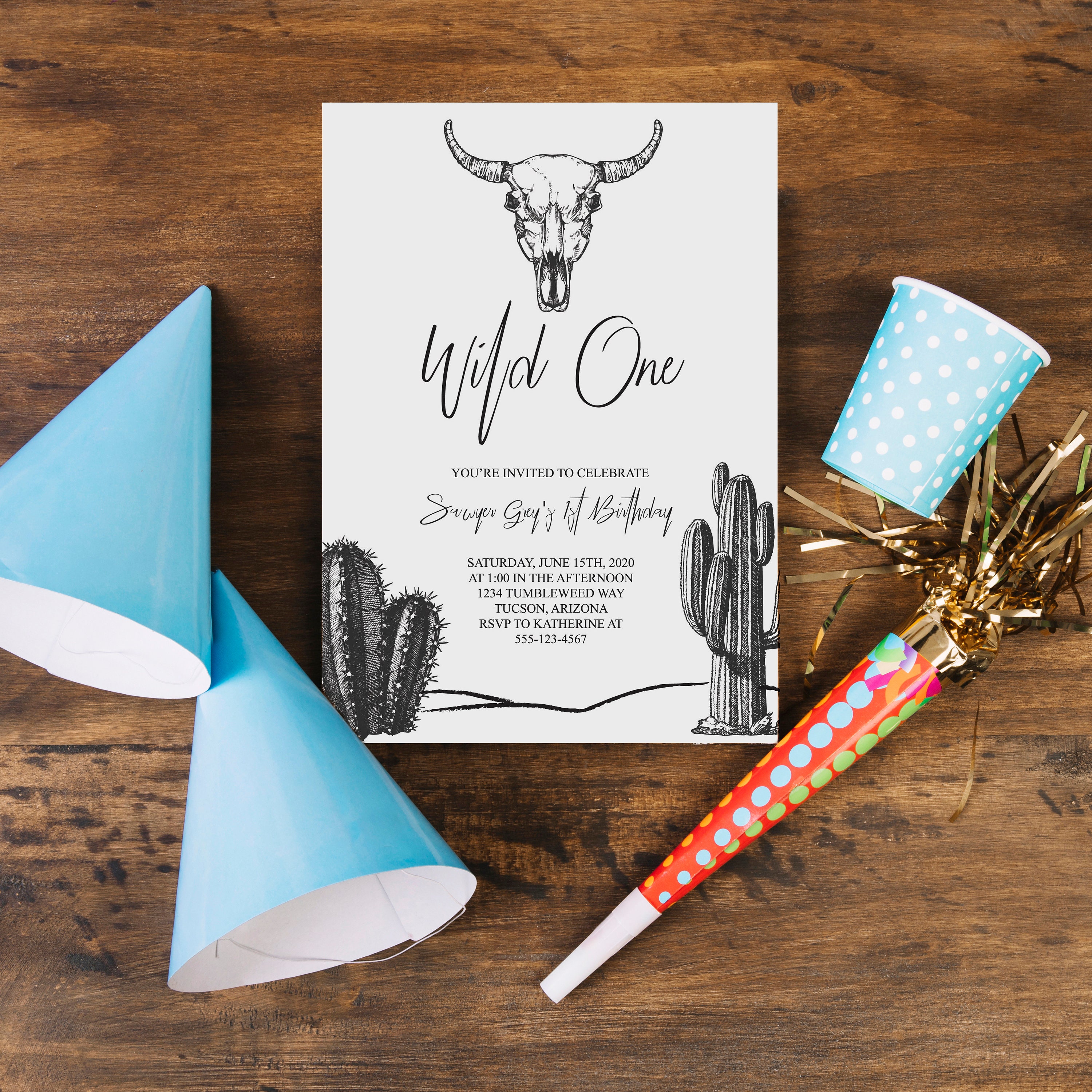 Wild One Western Steer Birthday Party Invitation - Etsy
