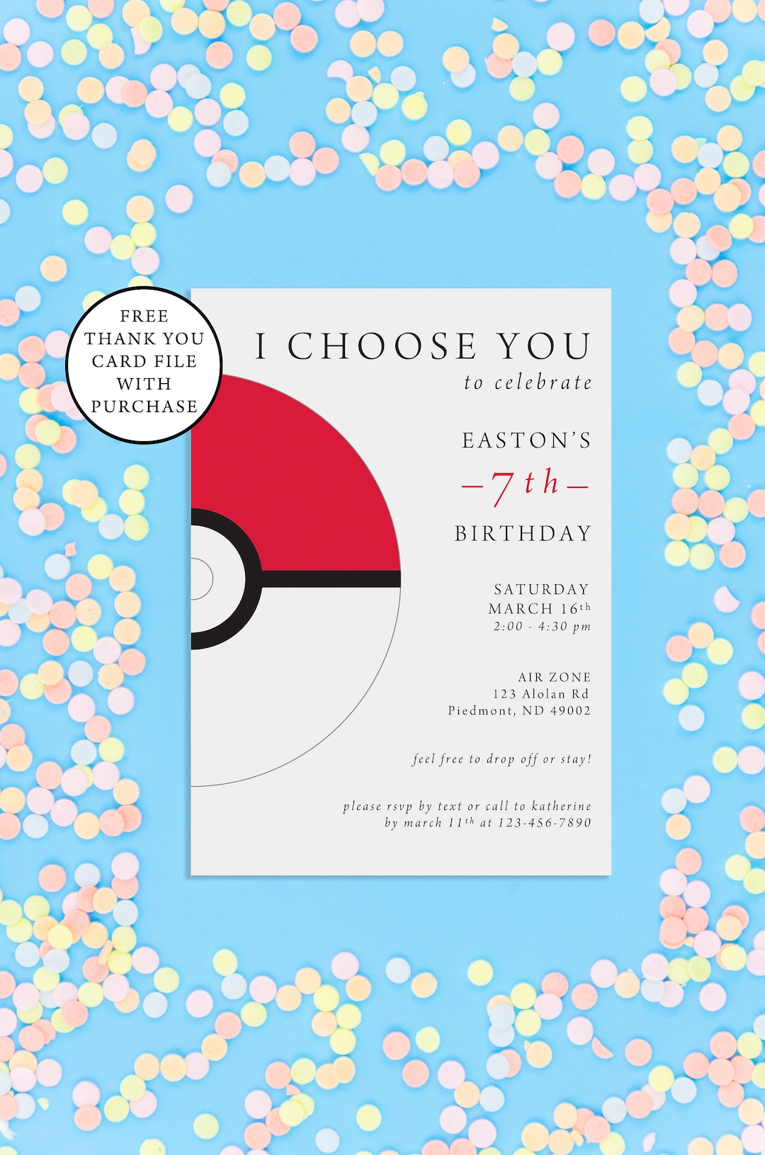 Pokemon Trainer Inspired Birthday Party Invitation - Etsy
