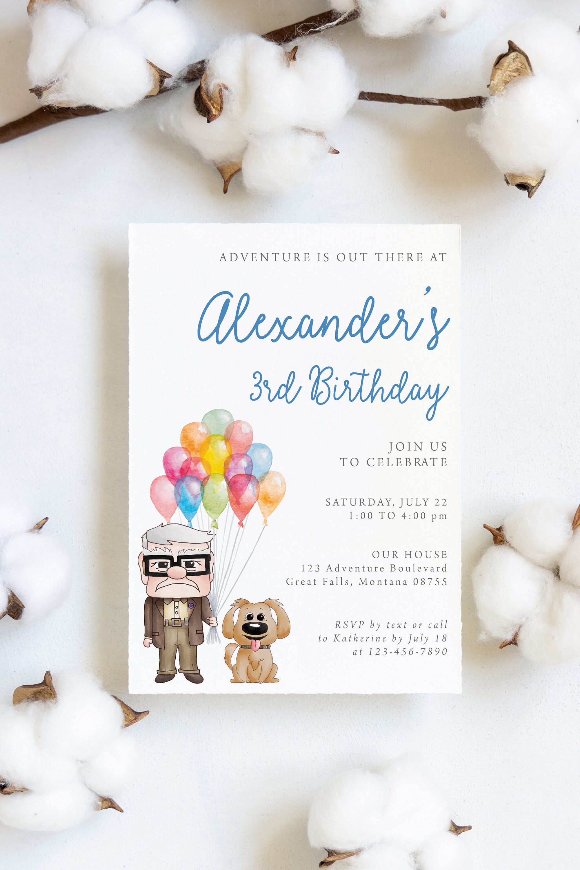 DIY up Carl and Dug Birthday Party Invitation - Etsy