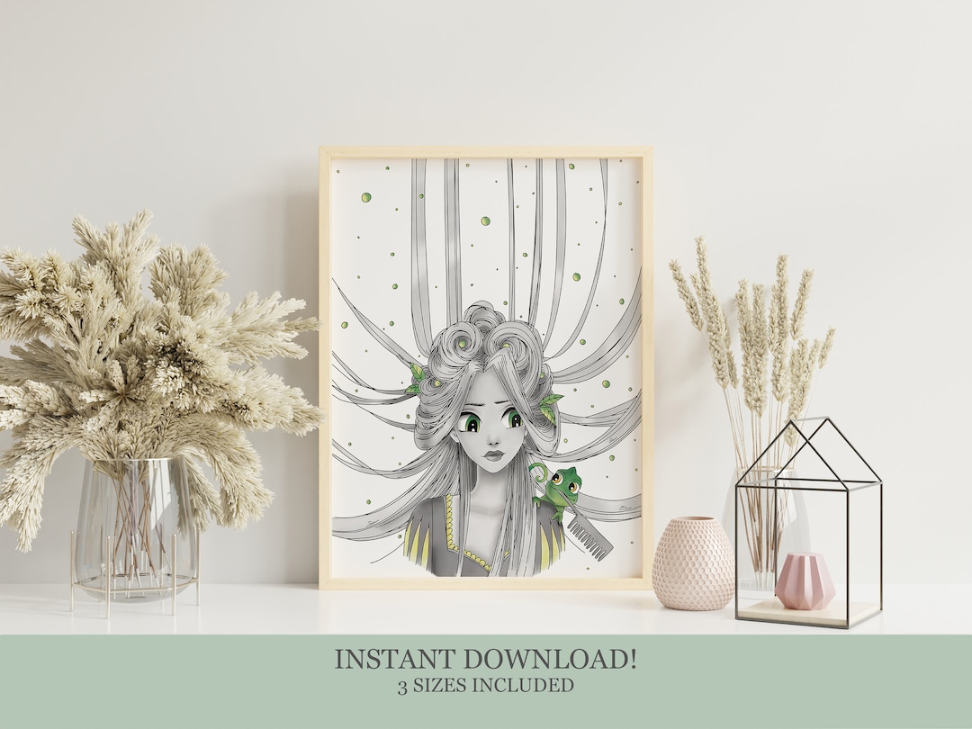 Tangled Digital Art Print - Rapunzel, Instant Download - Etsy