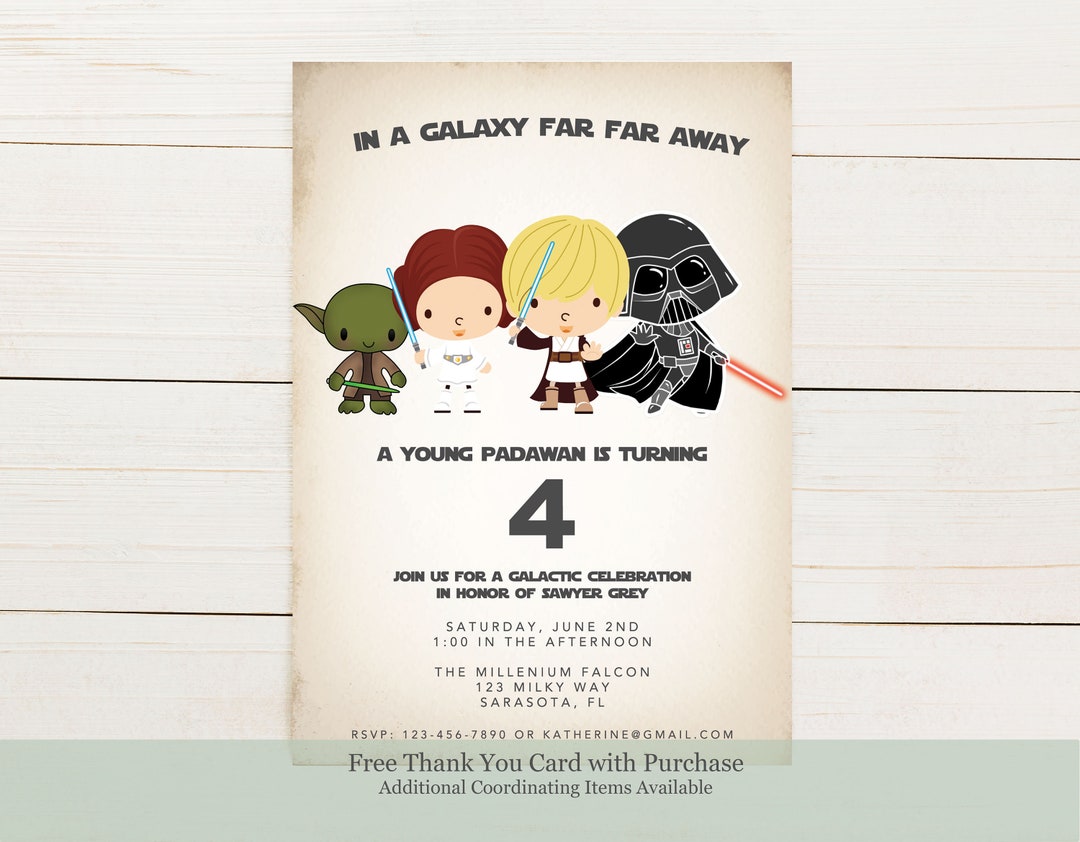 Invitación de cumpleaños de Star Wars, cumpleaños de Star Wars ...