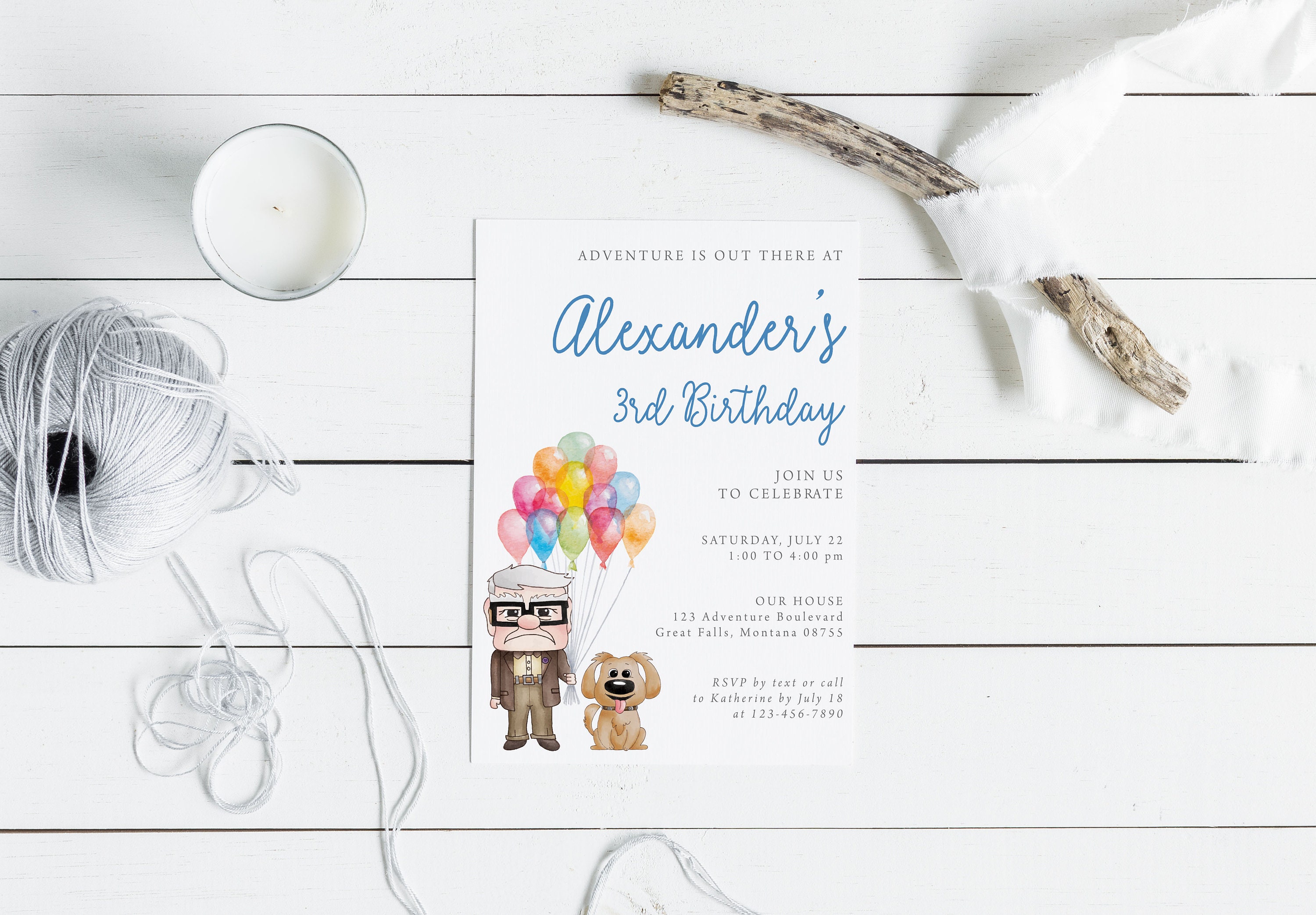 DIY up Carl and Dug Birthday Party Invitation - Etsy