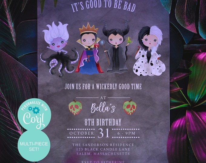Villains Birthday Party Invitation, It's Good to Be Bad Villains Party ...