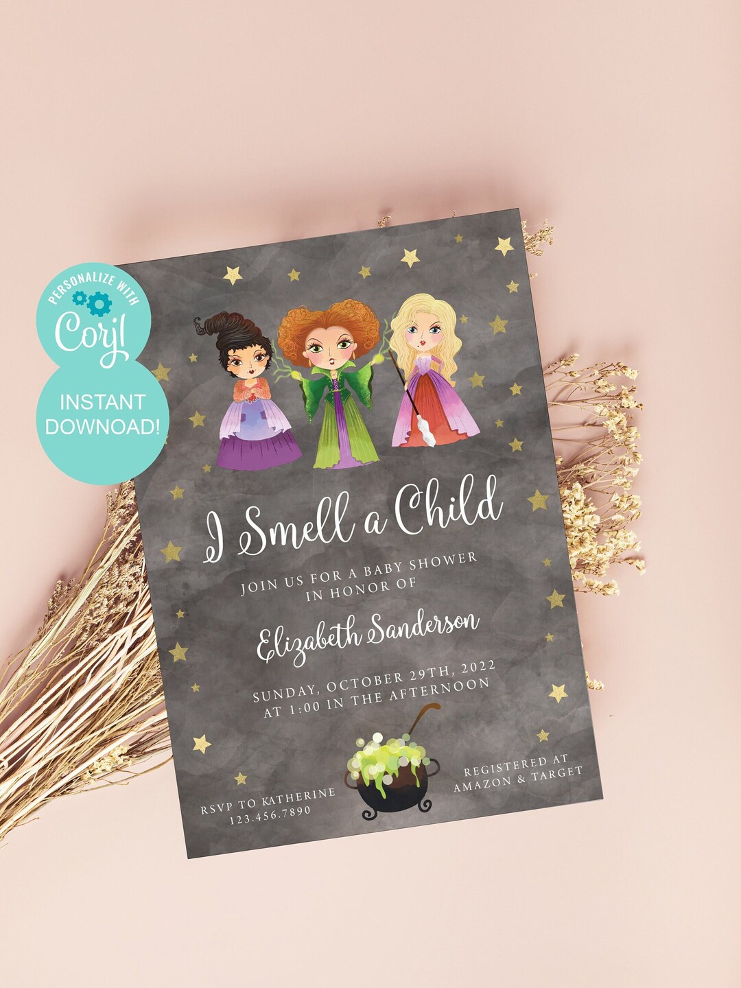 DIY Hocus Pocus Baby Shower Party Pack, Hocus Pocus Baby Shower Kit ...