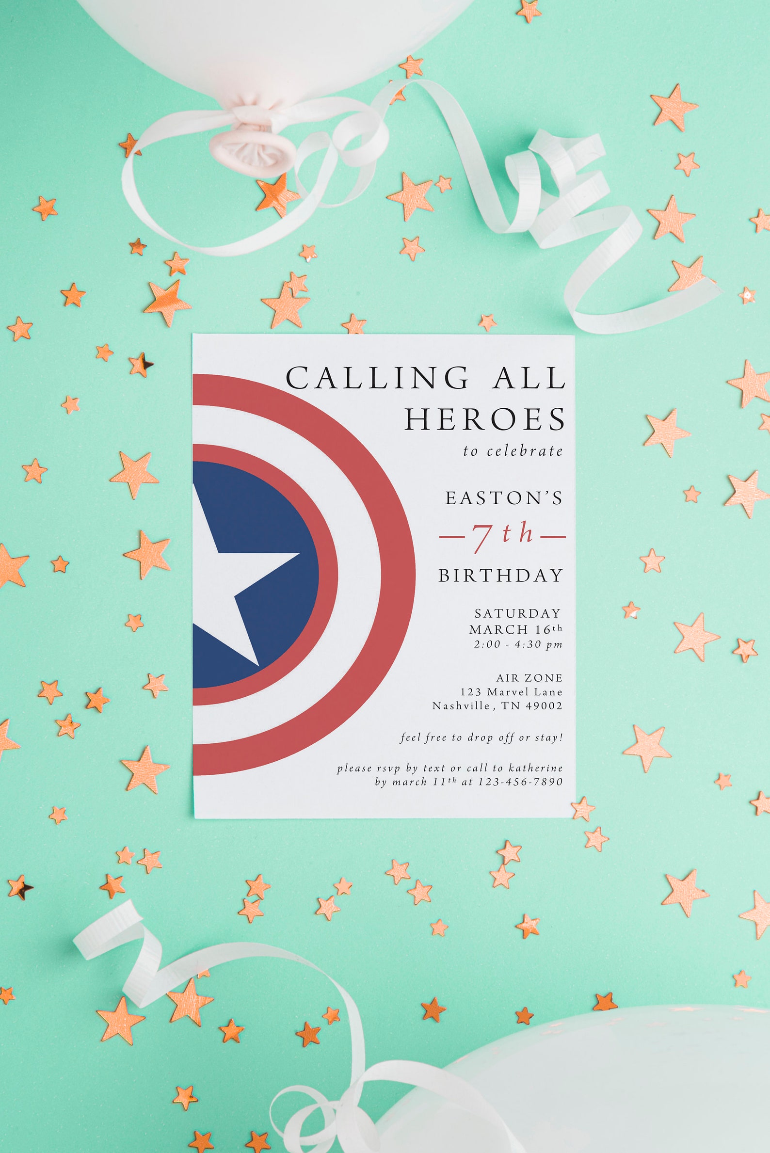 Captain America Super Hero Birthday Party Invitation - Editable ...
