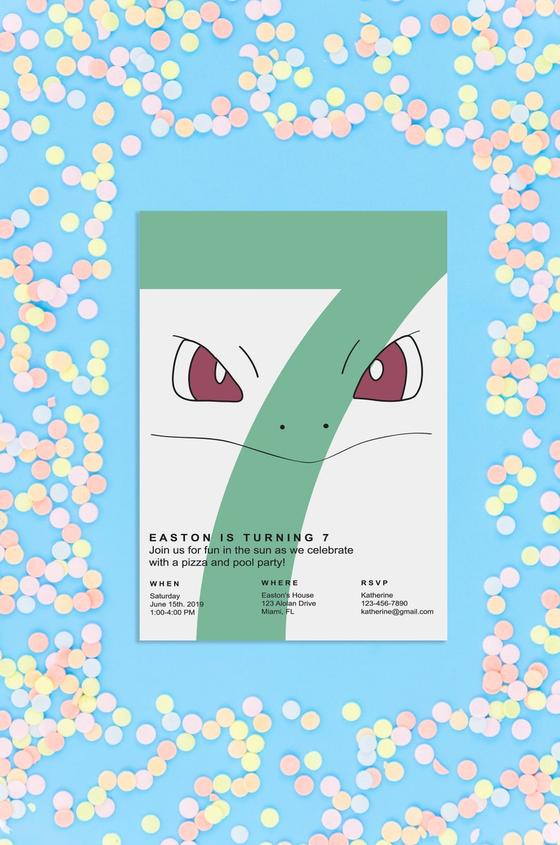 Bulbasaur Pokemon Inspired Birthday Party Invitation - Etsy Australia