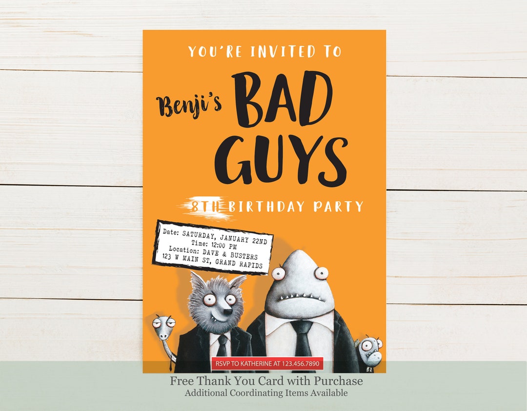 Bad Guys Children's Birthday Party Invitation - Etsy