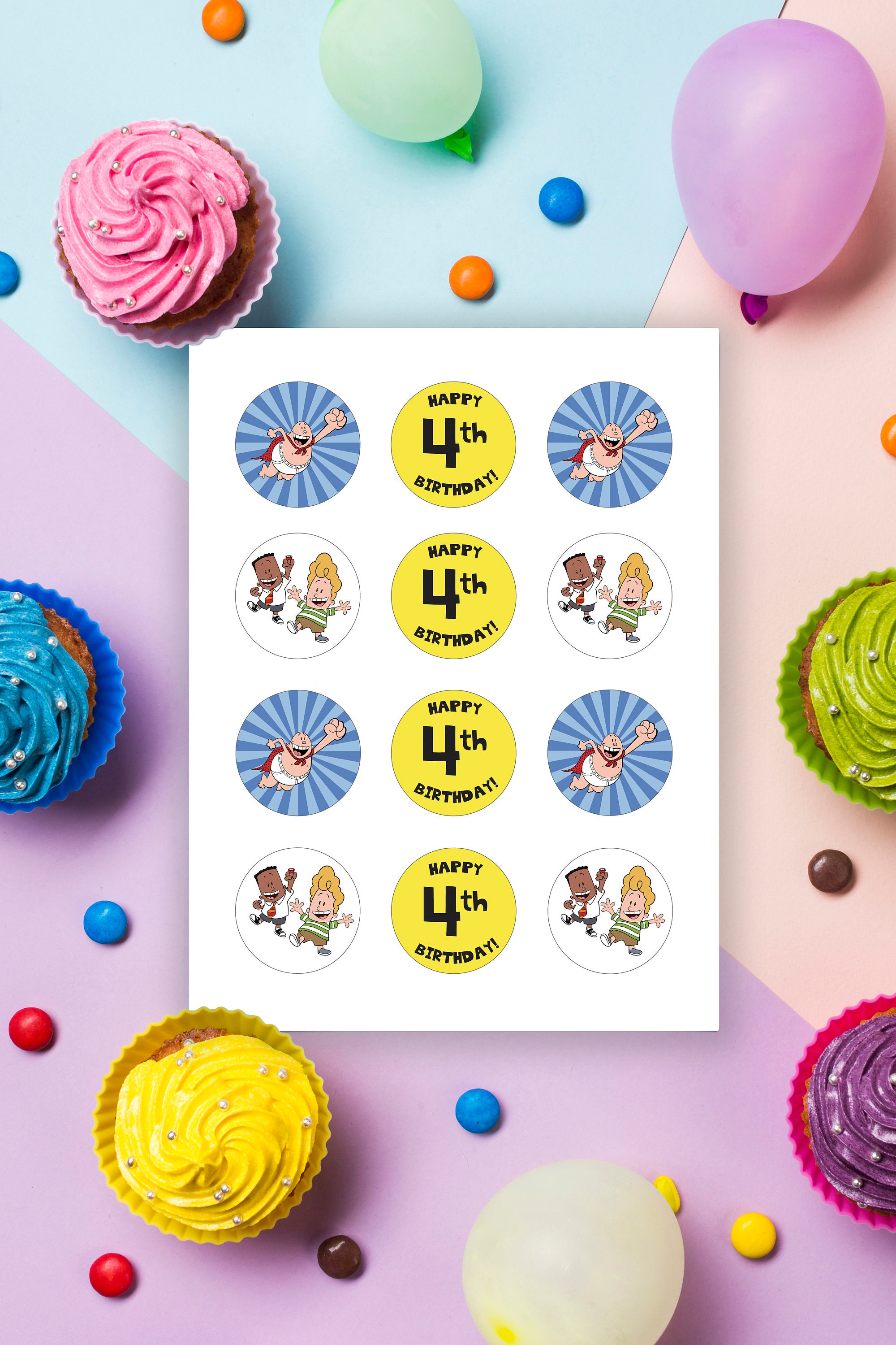 Captain Underpants Birthday Party Cupcake Toppers | Etsy