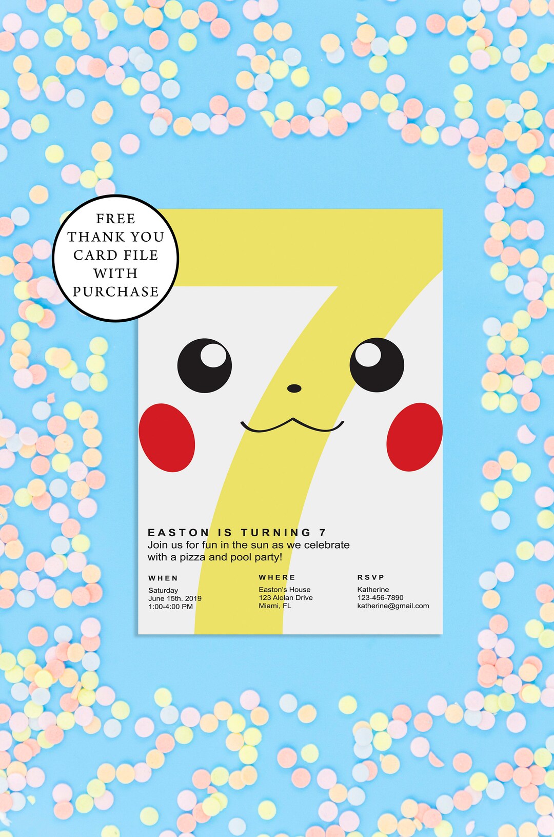 Pokemon Birthday Invitation, Pikachu Invitation, Pokemon Birthday ...