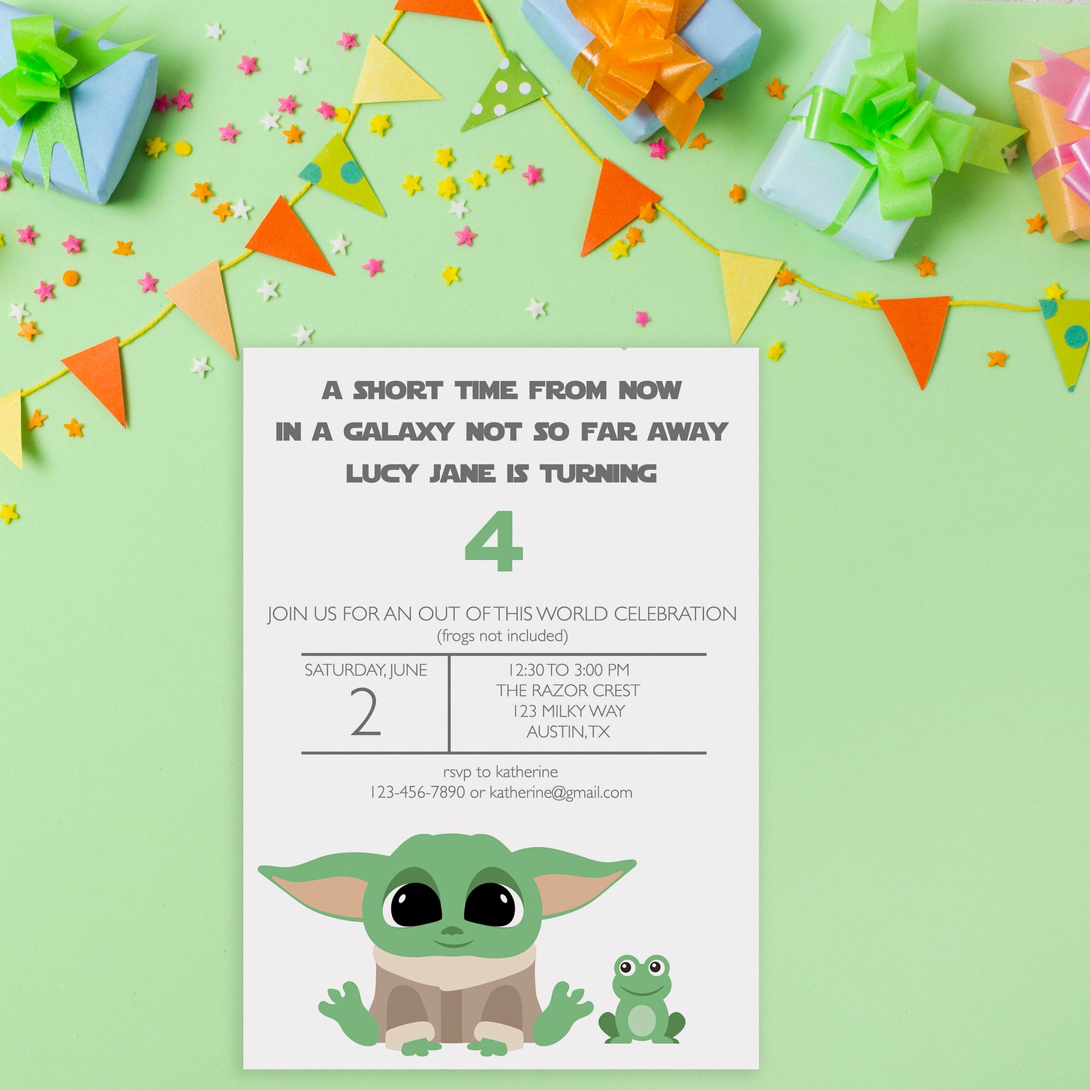 Baby Yoda Birthday Invitation Baby Yoda Party The Child Etsy