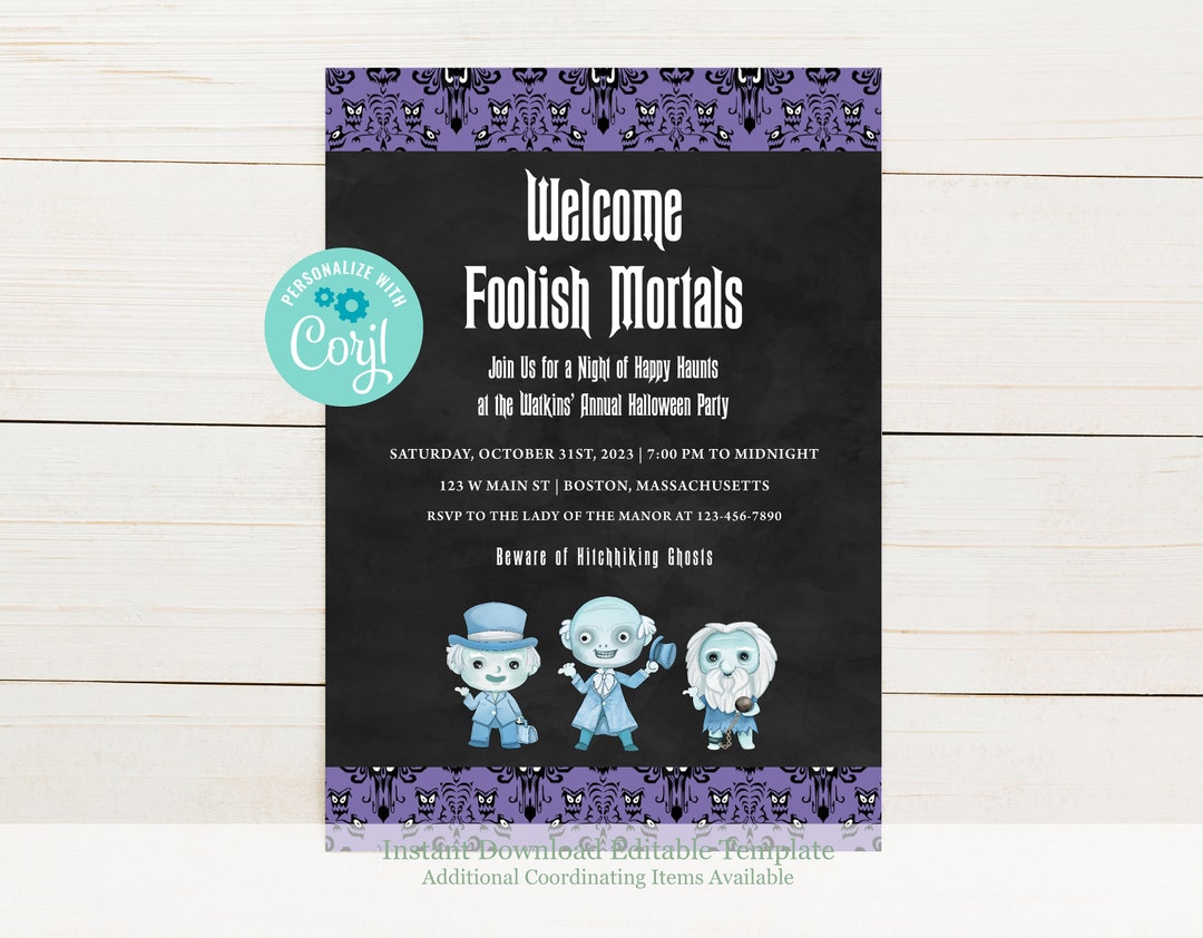 DIY Hitchhiking Ghosts Haunted Mansion Halloween Party Invitation ...