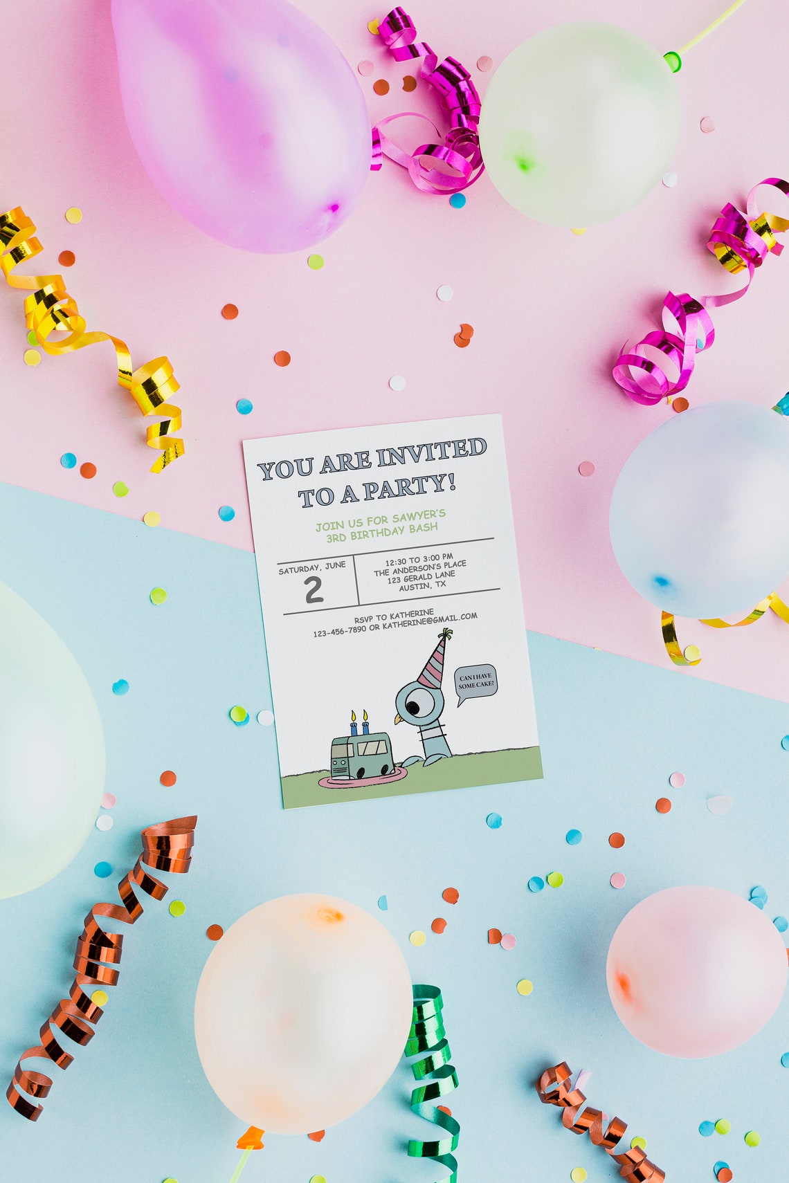 The Pigeon Birthday Party Invitation | Etsy