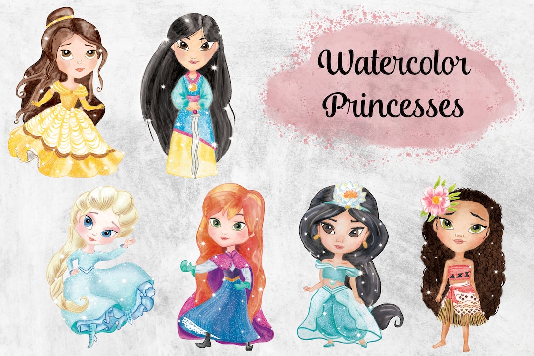Watercolor Princess Clipart PNG Instant Download - Etsy
