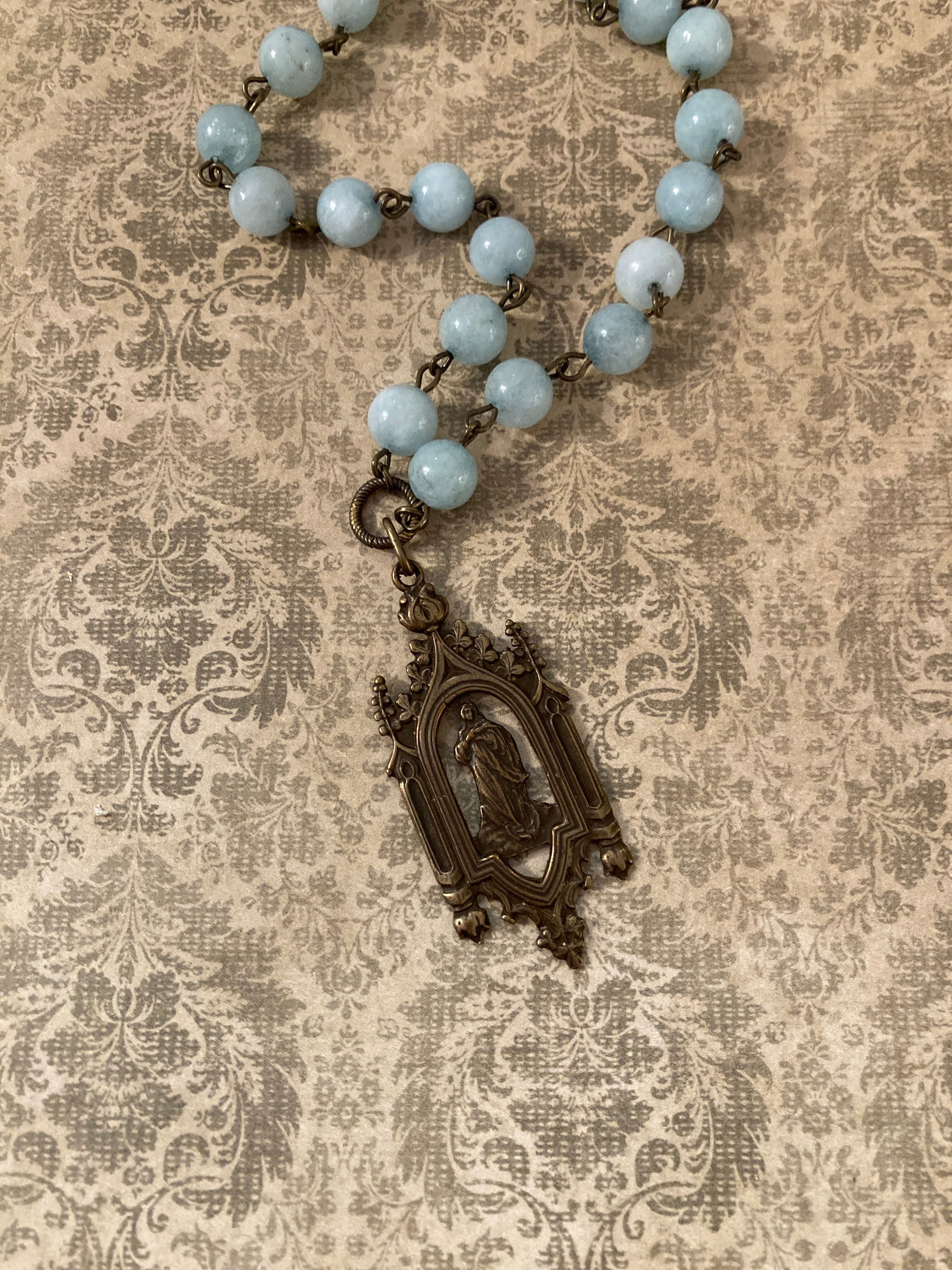 Bronze Virgin Mary Medal Gothic Setting Necklace - Etsy